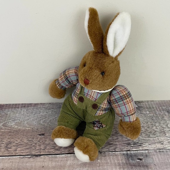 Mema | Toys | Vtg Bunny Rabbit Green Corduroy Overalls Plush Toy Seated ...